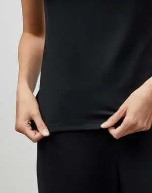 Lafayette 148 New York Cotton Rib Scoop Neck T-shirt - Black