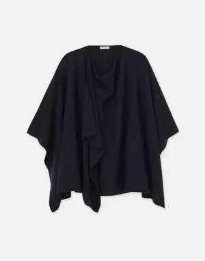 Lafayette 148 New York Cashmere Knit Wrap Poncho Blue