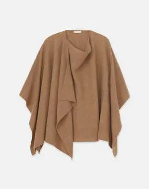 Lafayette 148 New York Cashmere Knit Wrap Poncho Brown