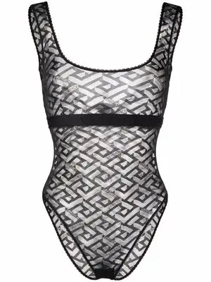 Versace La Greca Tulle Bodysuit