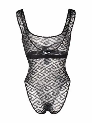 Versace La Greca Tulle Bodysuit