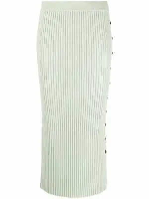 Tory Burch Side Button-detailed Knit Skirt - Green