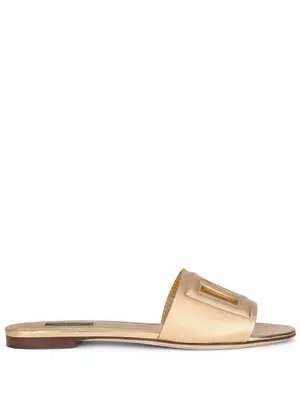 Dolce & Gabbana Dg Logo Leather Sandals - Gold