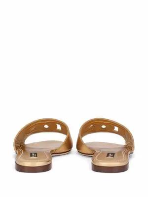 Dolce & Gabbana Dg Logo Leather Sandals - Gold