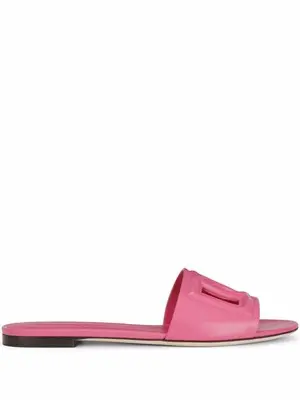 Dolce & Gabbana Leather Dg Logo Sandals - Purple
