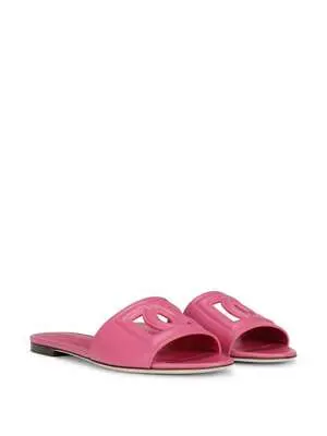 Dolce & Gabbana Leather Dg Logo Sandals - Purple