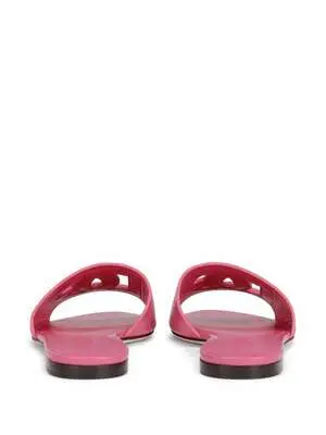 Dolce & Gabbana Leather Dg Logo Sandals - Purple