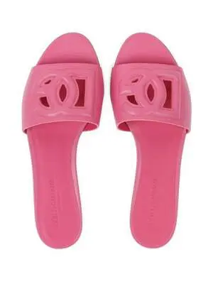 Dolce & Gabbana Leather Dg Logo Sandals - Purple