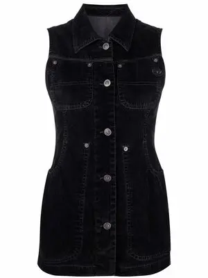 DIESEL® Cotton Blend Sleeveless Shirt With Embroidered Logo