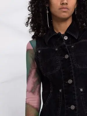 DIESEL® Cotton Blend Sleeveless Shirt With Embroidered Logo