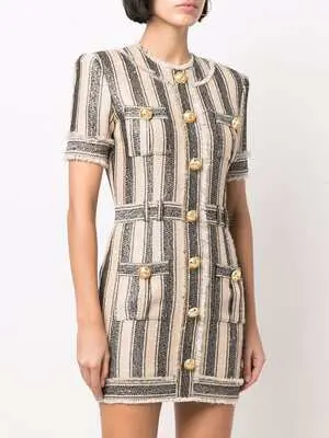 Balmain Striped Pique Dress