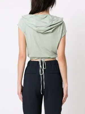 GLORIA COELHO Cropped Hooded Top - Green