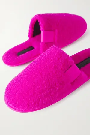 Loewe Neon Fleece And Leather Slippers