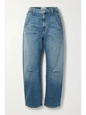 NILI LOTAN Emerson High-rise Tapered Jeans - Blue