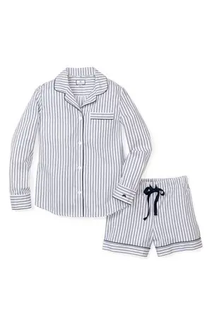 PETITE PLUME French Ticking Stripe Short Pajamas - Navy