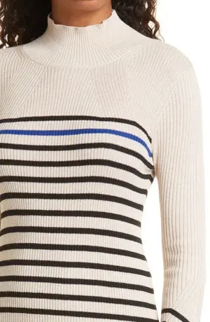 Rag & Bone Kate Stripe Turtleneck Long Sleeve Rib Sweater Dress