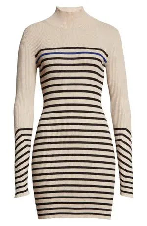 Rag & Bone Kate Stripe Turtleneck Long Sleeve Rib Sweater Dress