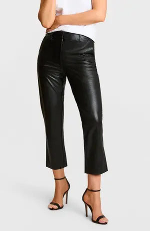 Commando Tapered Faux Leather Crop Pants - Black