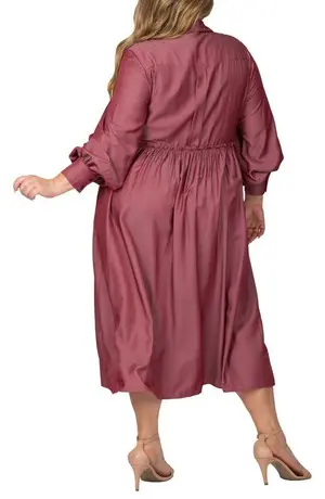 STANDARDS & PRACTICES Button Front Shirtdress - Merlot