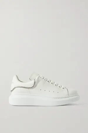 Alexander McQueen Zip-detailed Leather Exaggerated-sole Sneakers