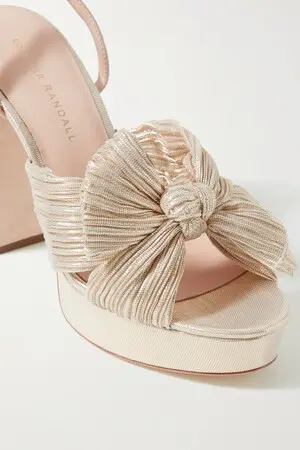 LOEFFLER RANDALL Natalia Bow-embellished Plissé-lamé Platform Sandals