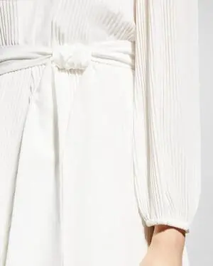 MILLY Liv Pleated Fit-and-flare Dress - White