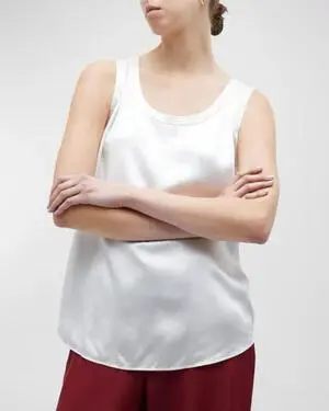 Lafayette 148 New York Reversible Silk Charmeuse Shell - Cloud