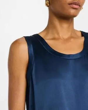 Lafayette 148 New York Lafayette 148 New York Reversible Silk Charmeuse Shell Indigo
