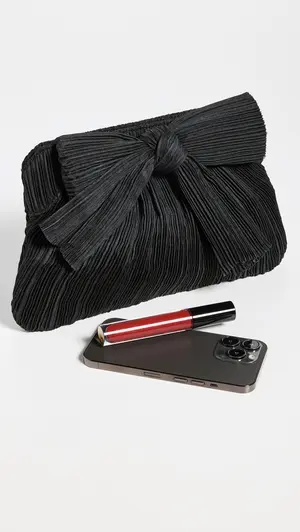 LOEFFLER RANDALL Rayne Pleated Frame Clutch With Bow - Black