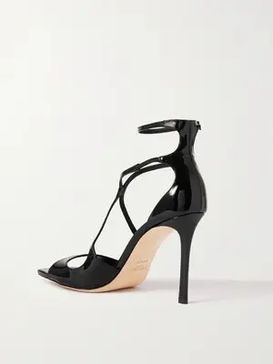 JIMMY CHOO Azia 95 Patent-leather Sandals - Black