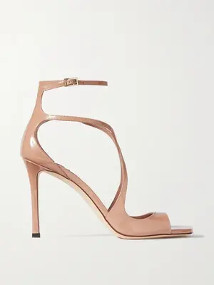 JIMMY CHOO Azia 95 Patent-leather Sandals - Neutrals