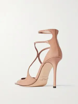 JIMMY CHOO Azia 95 Patent-leather Sandals - Neutrals