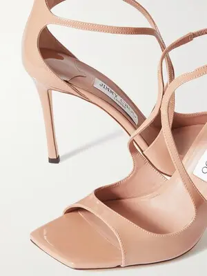 JIMMY CHOO Azia 95 Patent-leather Sandals - Neutrals