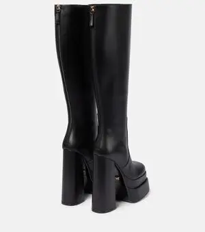 Versace Leather Platform Knee-high Boots