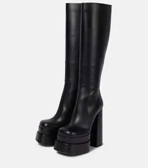 Versace Leather Platform Knee-high Boots