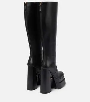 Versace Leather Platform Knee-high Boots