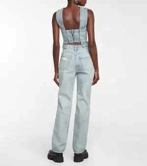 GANNI Embellished Denim Crop Top
