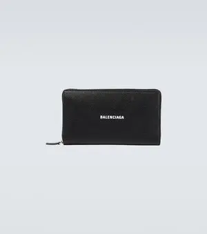 Balenciaga Cash Leather Wallet - Black
