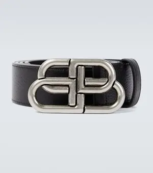 Balenciaga Bb Large Leather Belt - Black