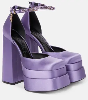 Versace Medusa Aevitas Satin Platform Pumps - Purple