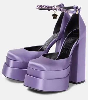 Versace Medusa Aevitas Satin Platform Pumps - Purple