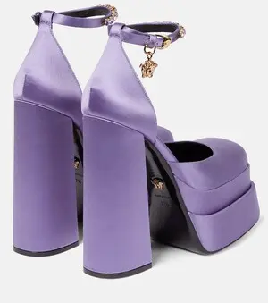 Versace Medusa Aevitas Satin Platform Pumps - Purple