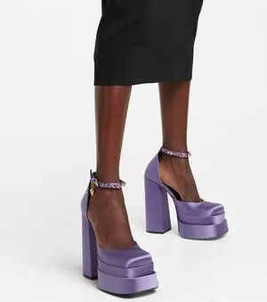 Versace Medusa Aevitas Satin Platform Pumps - Purple
