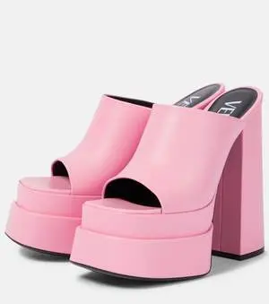 Versace Leather Platform Peep-toe Sandals - Pink