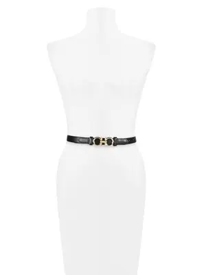 FERRAGAMO Gancini Rolo Reversible Leather Belt - Black