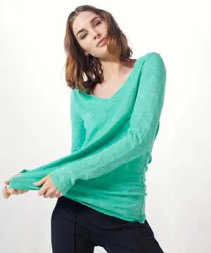 ATM Anthony Thomas Melillo Anthony Thomas Melillo Slub Jersey Long Sleeve V-Neck T-Shirt Caribbean
