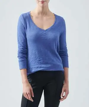 ATM Anthony Thomas Melillo Anthony Thomas Melillo Slub Jersey Long Sleeve V-Neck T-Shirt Concord Grape