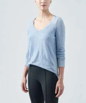 ATM Anthony Thomas Melillo Anthony Thomas Melillo Slub Jersey Long Sleeve V-Neck T-Shirt Deep Periwinkle
