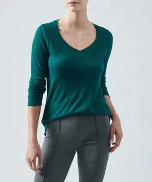 ATM Anthony Thomas Melillo Anthony Thomas Melillo Slub Jersey Long Sleeve V-Neck T-Shirt Emerald Forest