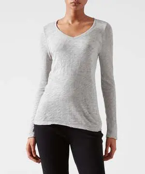 ATM Anthony Thomas Melillo Anthony Thomas Melillo Slub Jersey Long Sleeve V-Neck T-Shirt Heather Grey